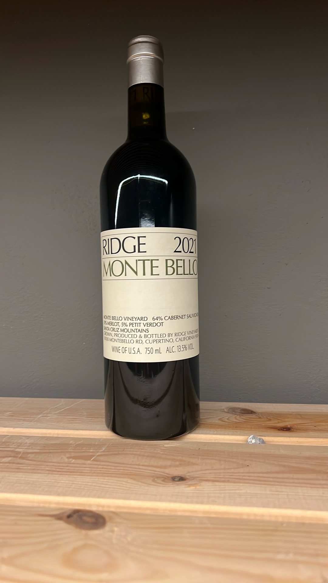 Ridge Vineyards Cabernet Sauvignon Monte Bello Santa Cruz Mountains ...